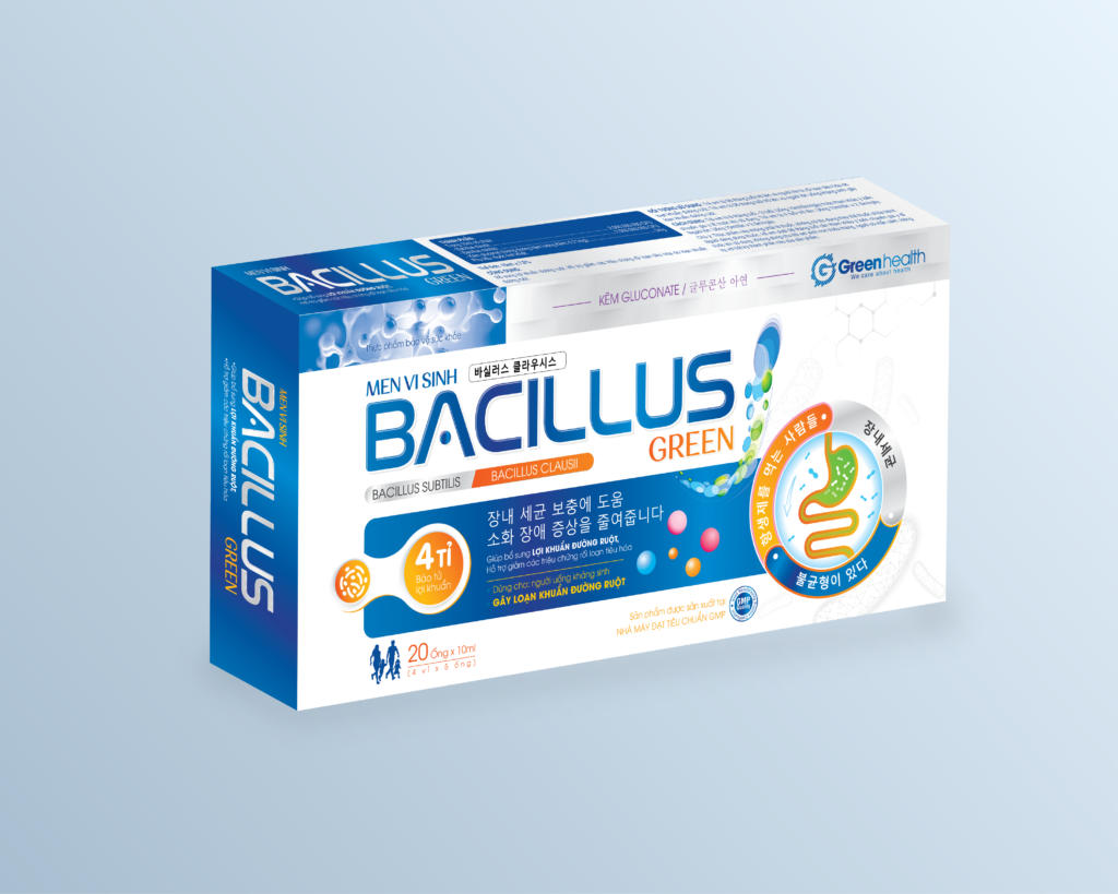 MEN VI SINH BACILLUS GREEN (Hộp 4 vỉ x 5 ống uống) - GREENMAX