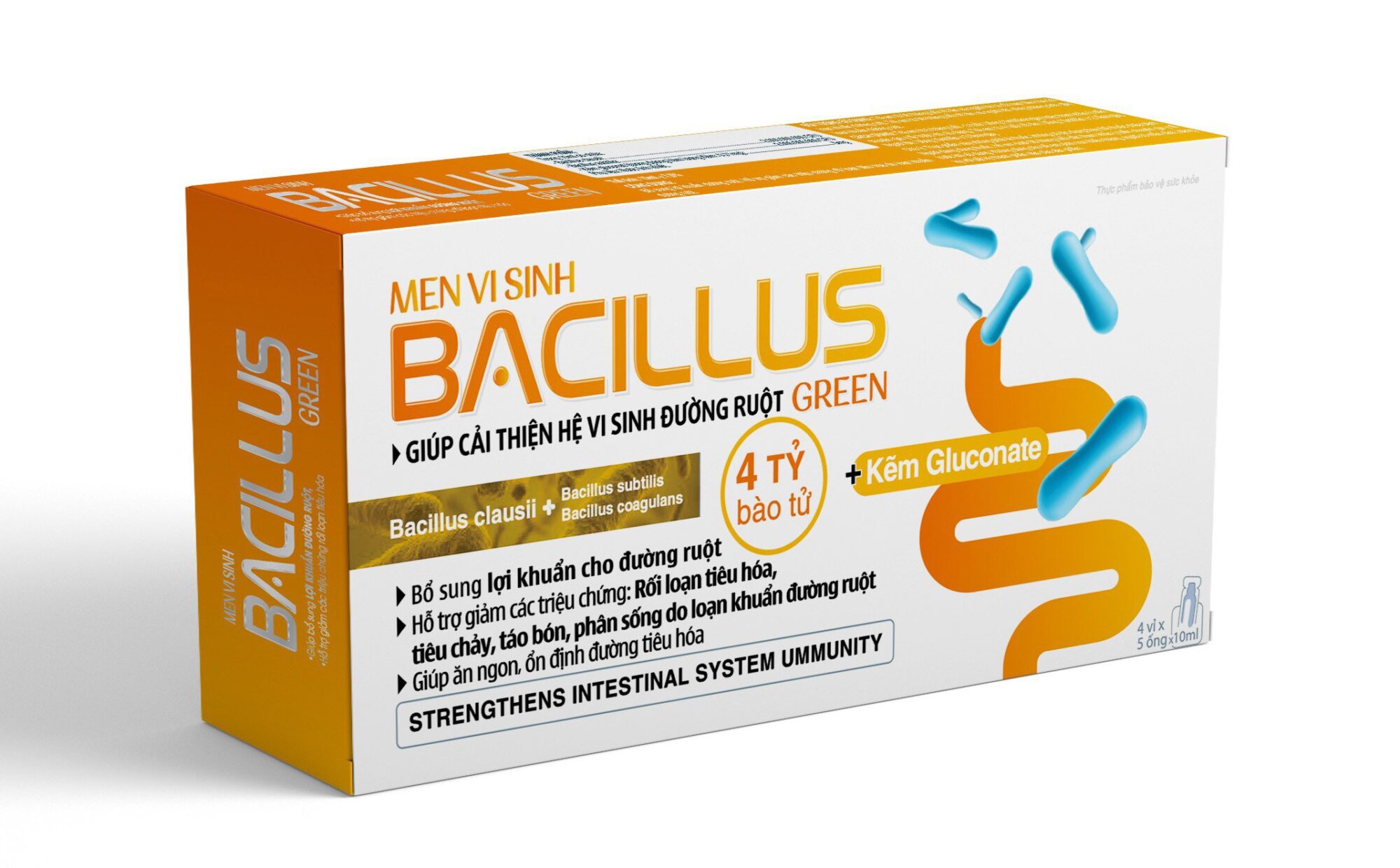 Men vi sinh Bacillus Green - Hộp 20 ống - Màu vàng - GREENMAX